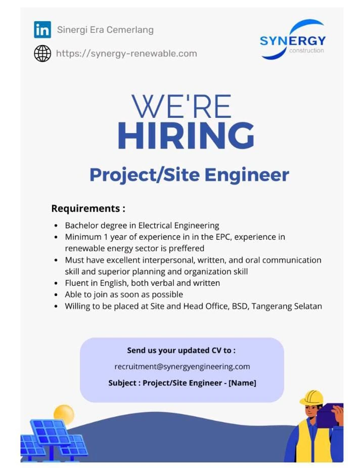 Electrical Engineer Jobs are Open in Synergy Renewable Energy | Jobs Cafe